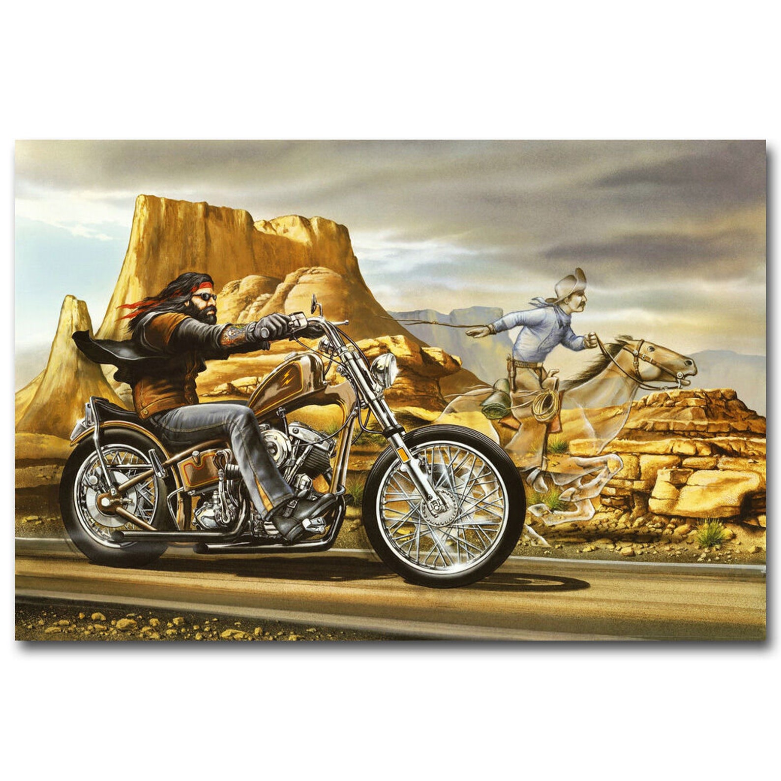 Ghost Rider David Mann Motorcycle Art Silk Poster Print | Etsy