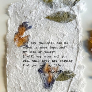 Handtyped Love Poem of Khalil Gibran Art Poetry Typed on Handmade ...