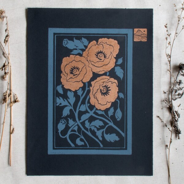 Flower Linocut - Etsy