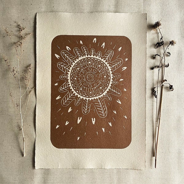 Mandala Linocut - Etsy