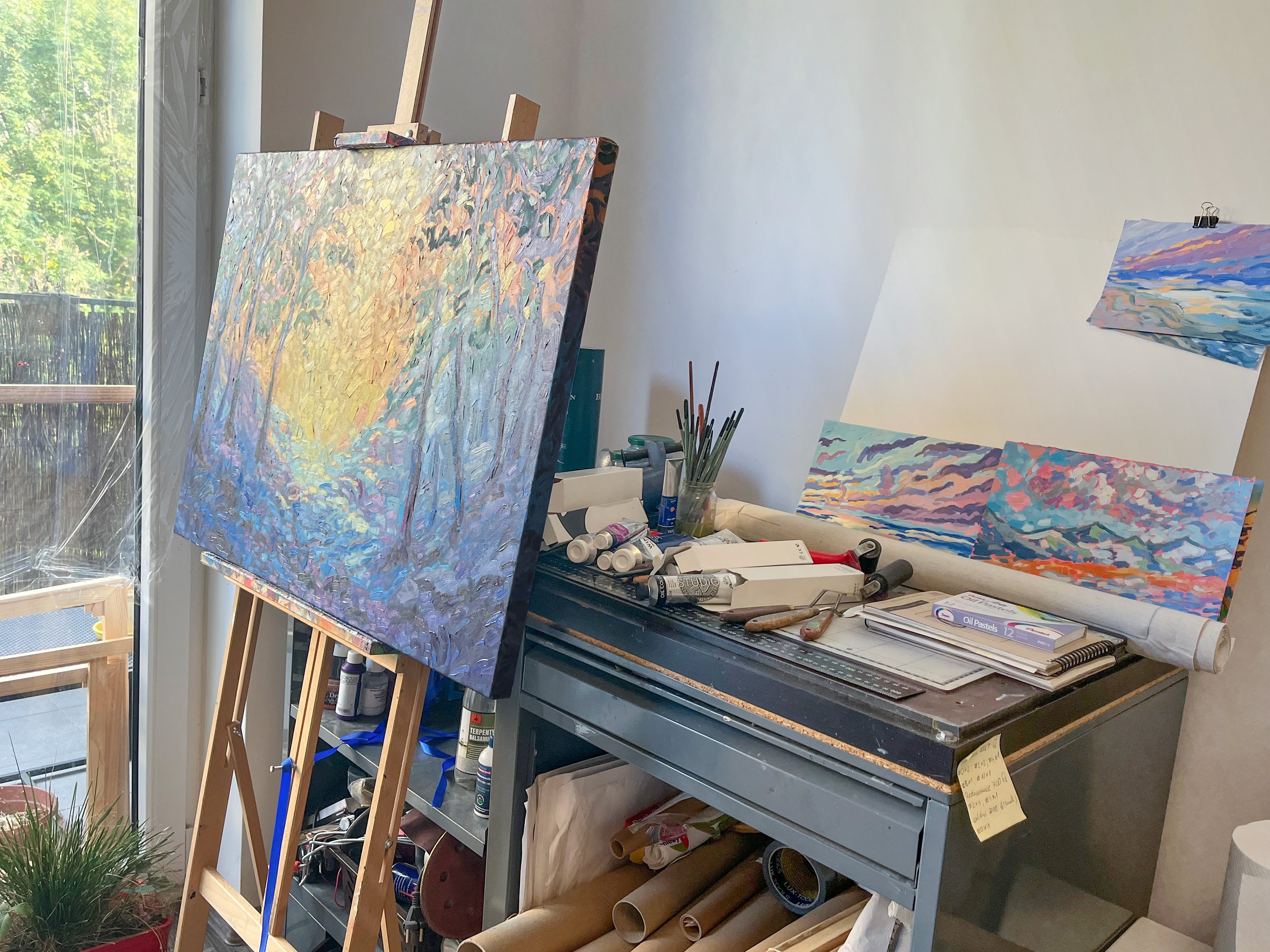 Set of 2 Wall Art Prints of Original Oil Painting Sunshine Over Hills ...