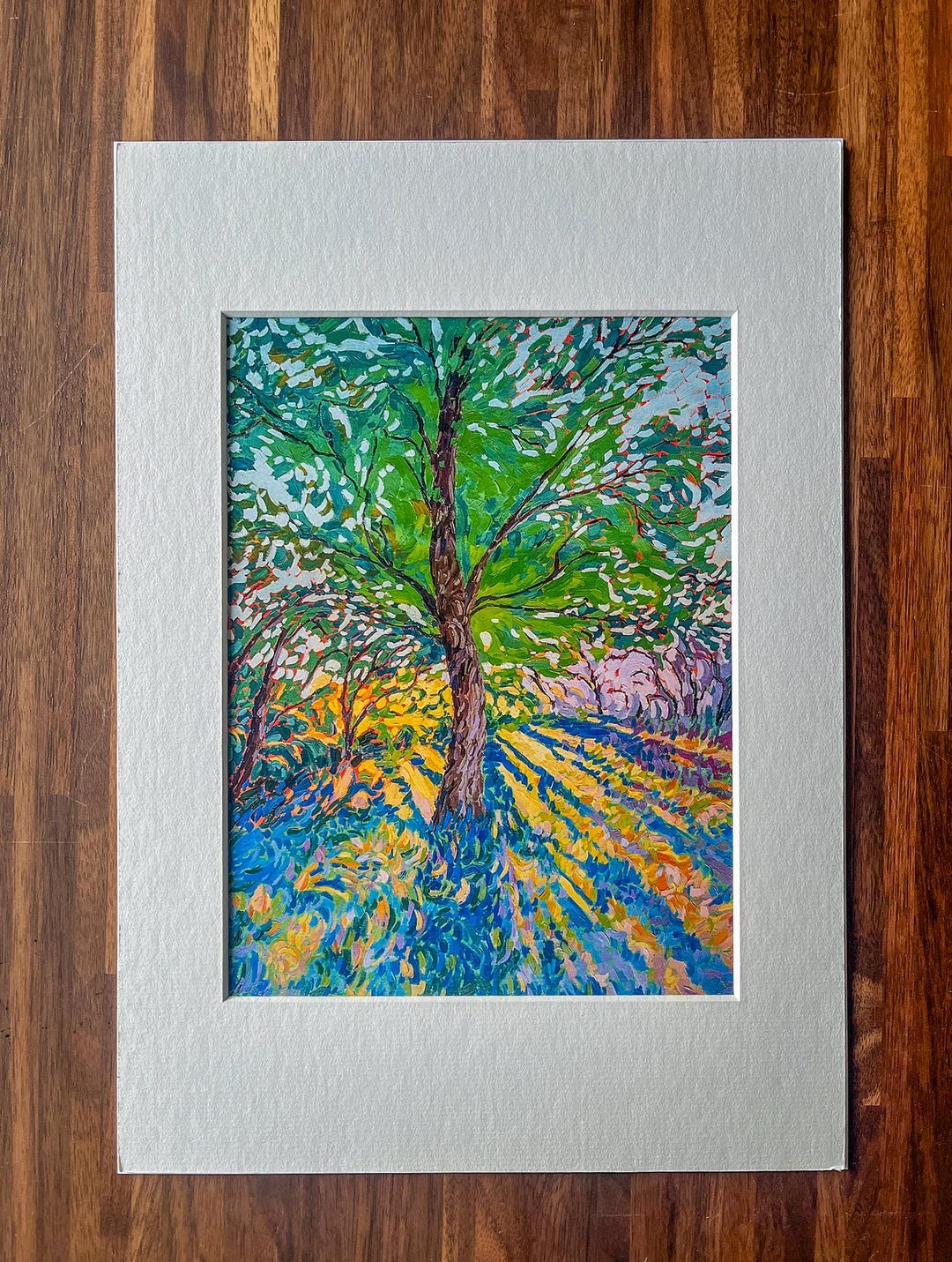 Oil Painting Vision of Tree in Matt Mount Frame, Thick Impasto Art on ...