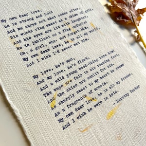 Custom Handtyped Personalized Poem Art Typed on Handmade Artisan ...
