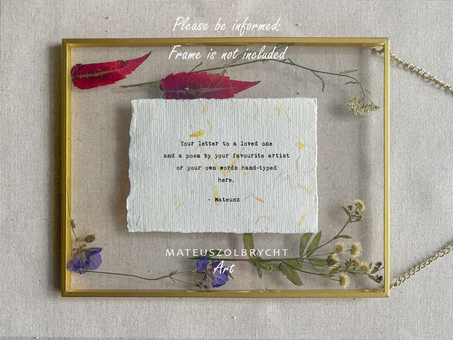 Personalized Handtyped Custom Poem Art Typed on Handmade Artisan ...