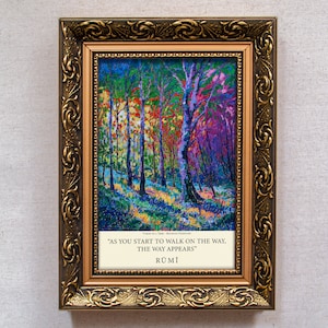 Rumi Poem With Contemporary Oil Painting of Colorful Forest Trees ...
