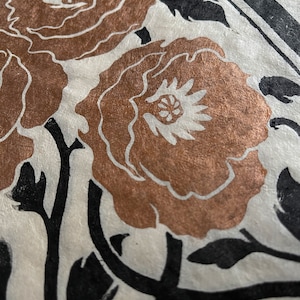 Original Linocut Print "poppies", Handmade Himalayan Lokta Nepalese ...