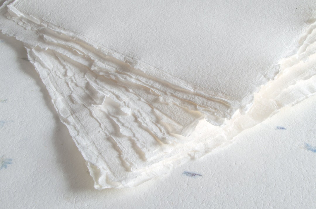 Handmade Artisan Paper With Deckle Edges Natural White Delicate Texture ...