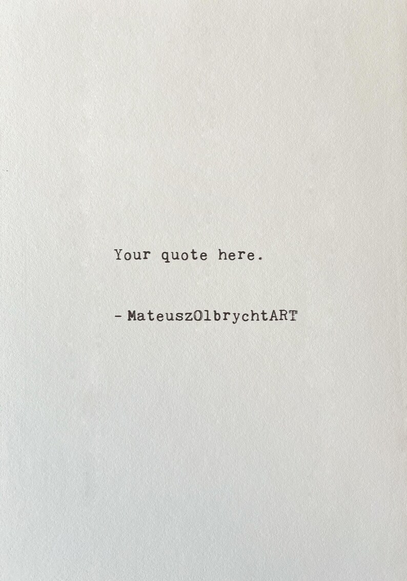 Personalised Handtyped Poem Art, Custom Inspirational Qoute From Book ...