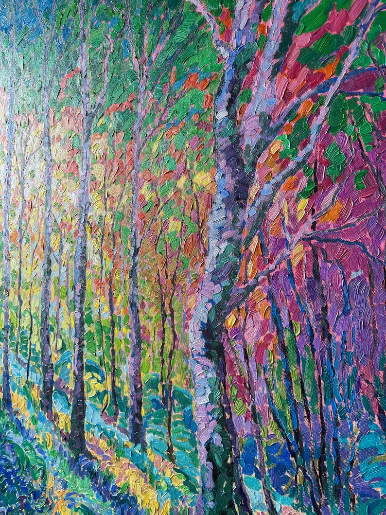 Rumi Poem With Contemporary Oil Painting of Colorful Forest - Etsy