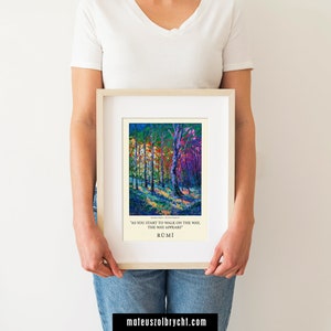 Rumi Poem With Contemporary Oil Painting of Colorful Forest Trees ...