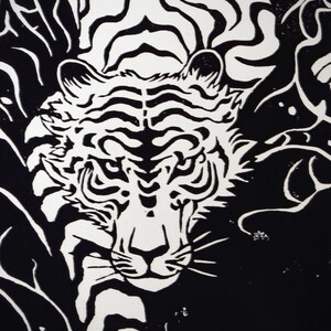 White Tiger Linocut Art Print of Original Contemporary Linocut ...