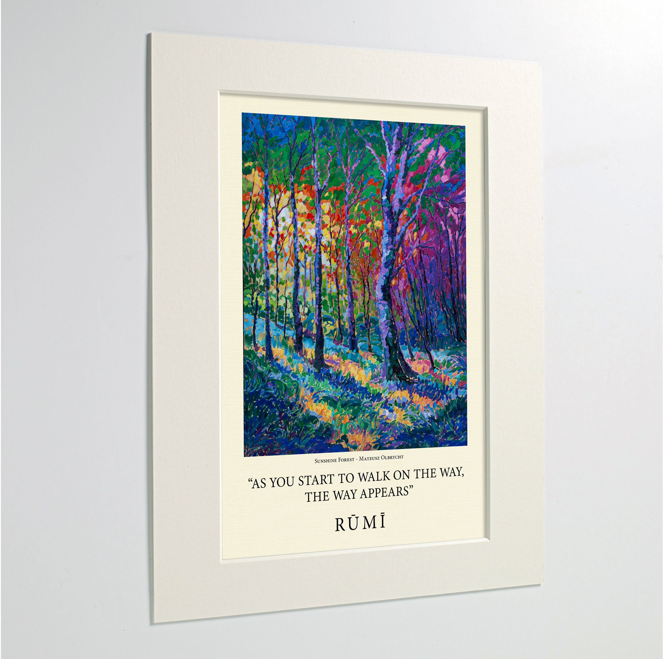 Rumi Poem With Contemporary Oil Painting of Colorful Forest - Etsy