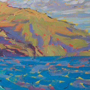 Art Print of Original Tenerife Sur Oil Painting, Impasto Textured Ocean ...