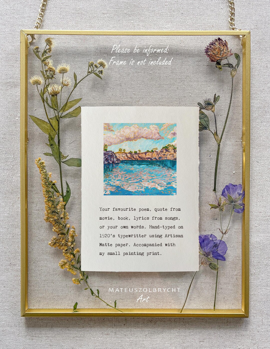 Miniature Oil Painting of Fjord in Water Lake With Personalised ...