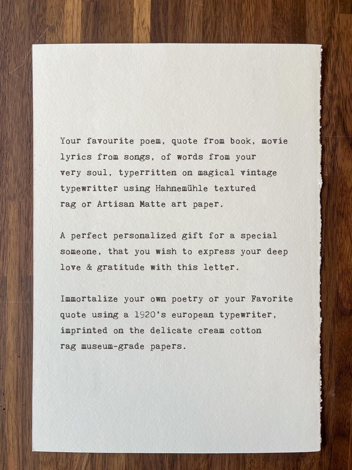 Personalised Handtyped Poem Art, Custom Inspirational Qoute From Book ...
