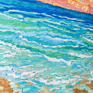 Oil Painting Layers of Colorful Sky & Abstract Clouds Above Calm Sea ...