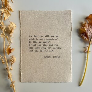 Handtyped Love Poem of Khalil Gibran Art Poetry Typed on Handmade ...