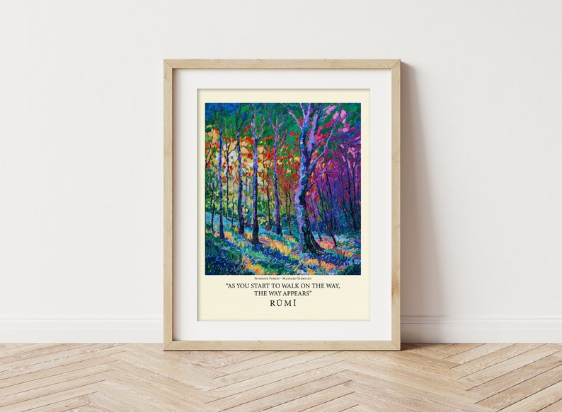 Rumi Poem With Contemporary Oil Painting of Colorful Forest - Etsy