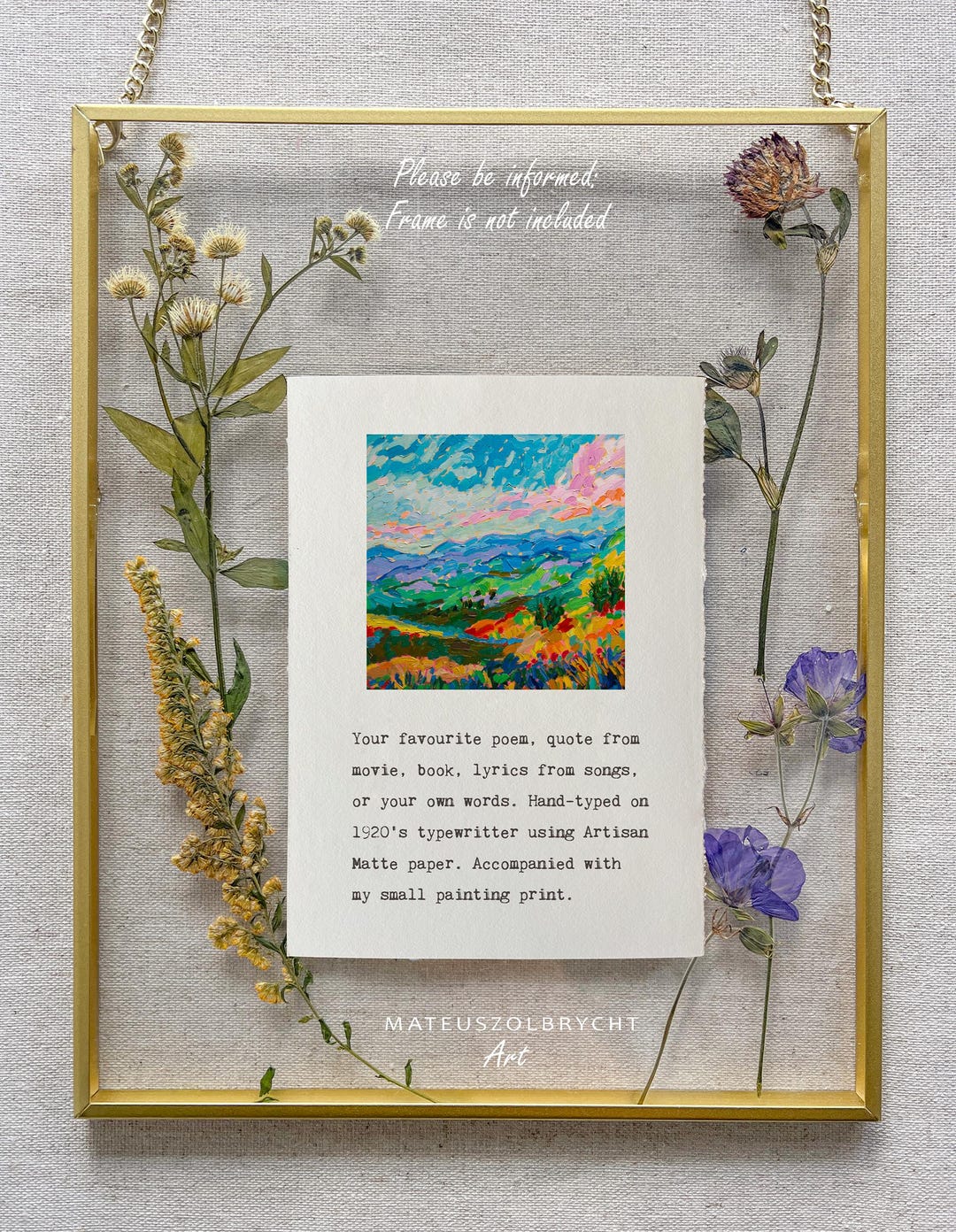Miniature Oil Painting With Personalised Typewritten Poem European ...