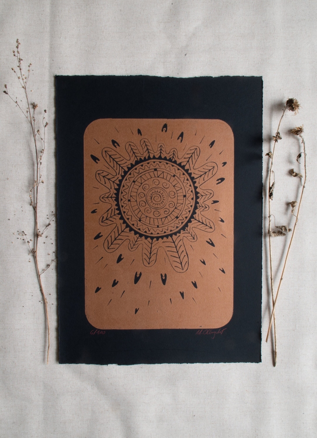 Original Lino Print lord Frith Watership Down Sun - Etsy