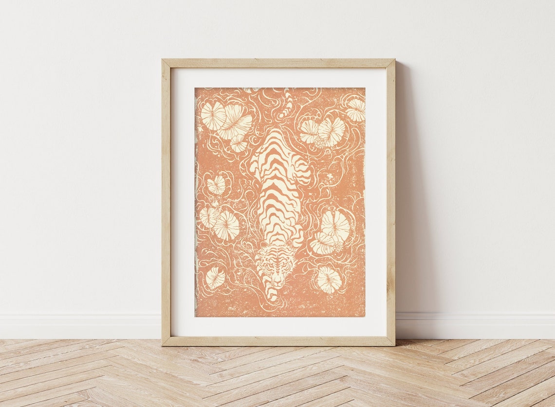 White Tiger Lino Print Giclée of Original Contemporary Linocut ...