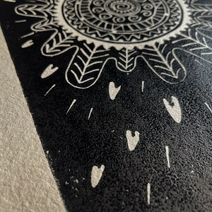 Lino Print "lord Frith" Sun God Mandala Watership Down Deity Blockprint ...