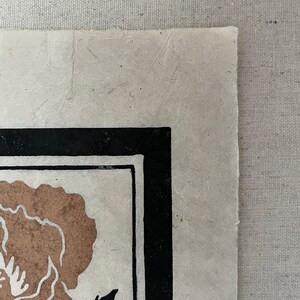 Original Linocut Print "poppies", Handmade Himalayan Lokta Nepalese ...