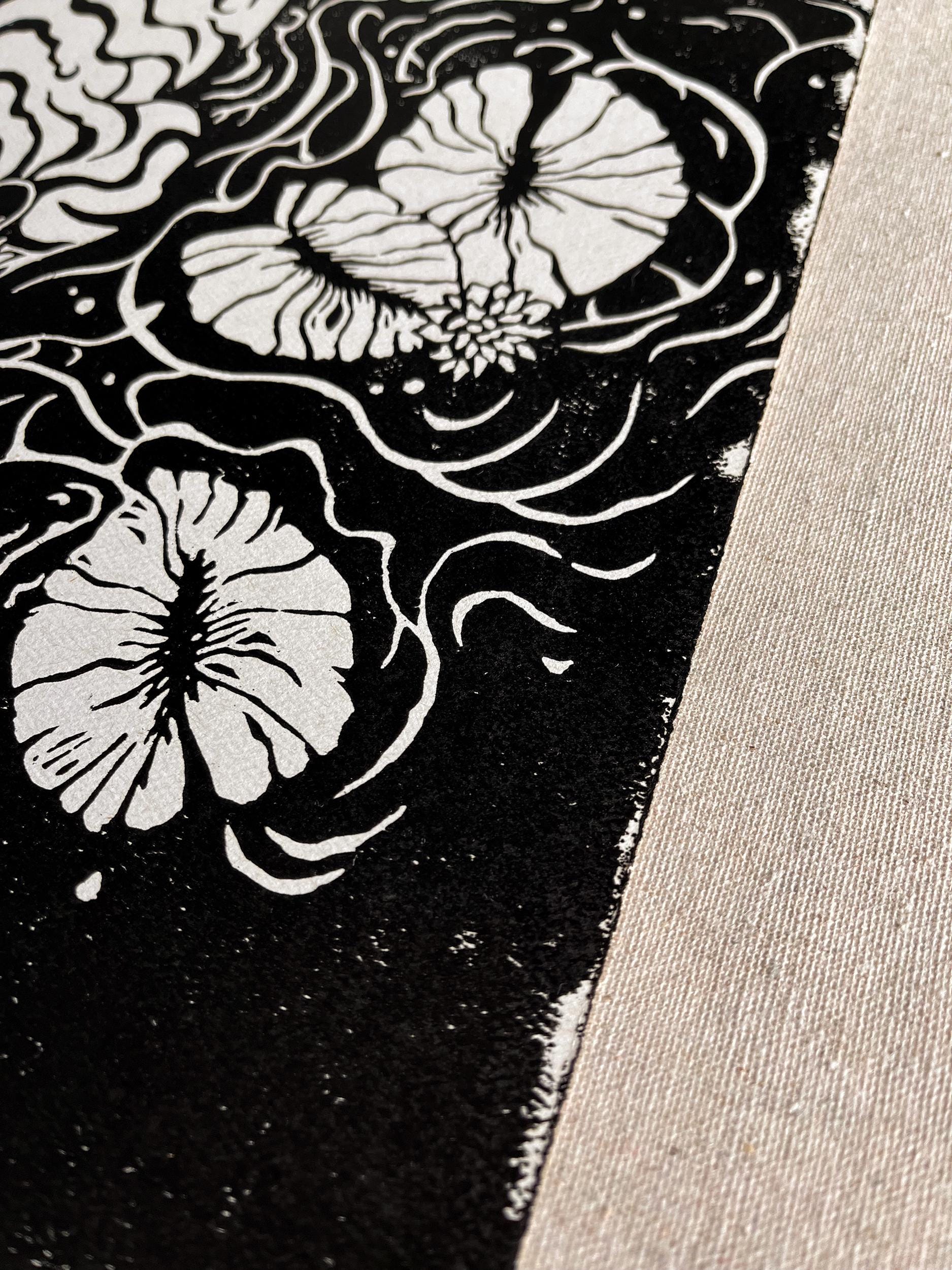 White Tiger Linocut Art Print of Original Contemporary Linocut ...