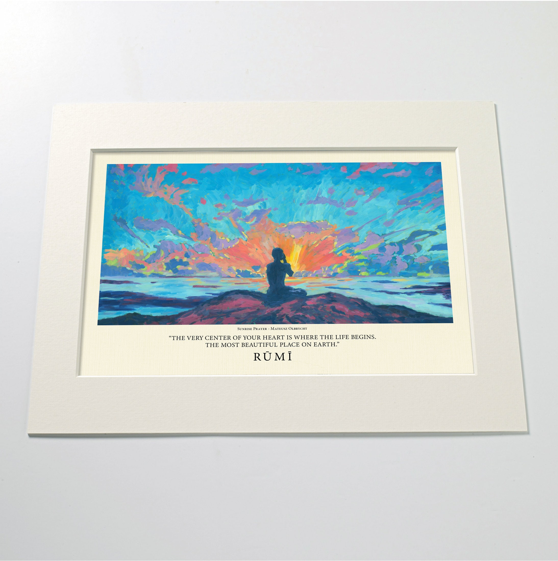 Rumi Poem Soothing Calm Oil Painting Giclée, Sunrise Meditation by the ...