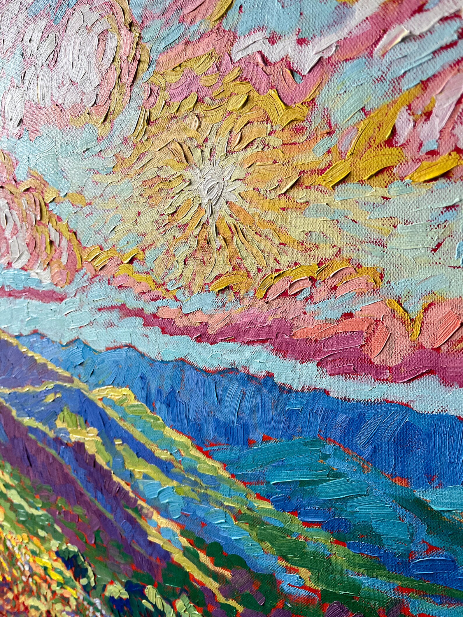 Hafiz Poem Peaceful Oil Painting Giclée, Sunrise Meditation in the ...