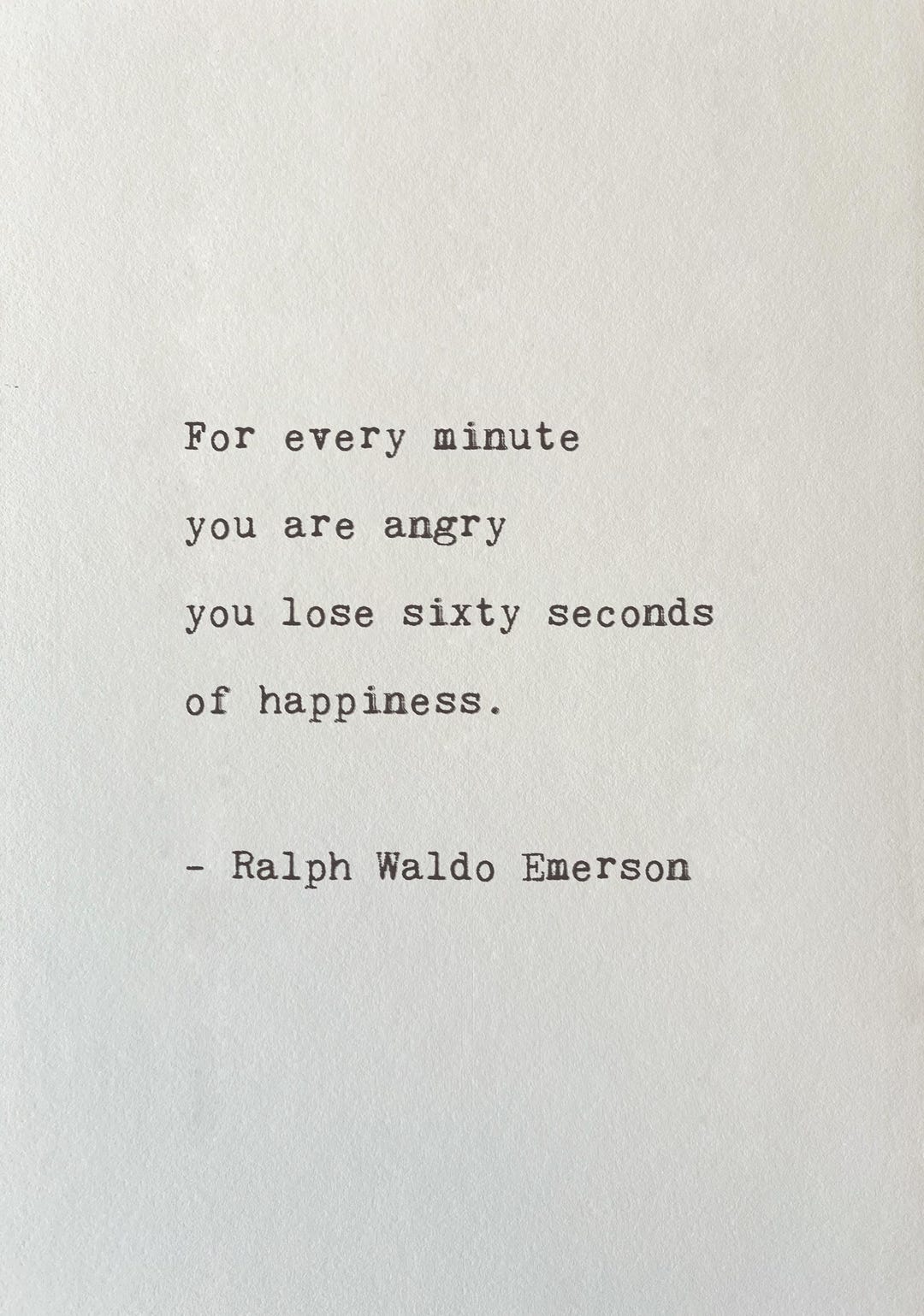 Ralph Waldo Emerson "for Every Minute You Are Angry" Custom Poem ...