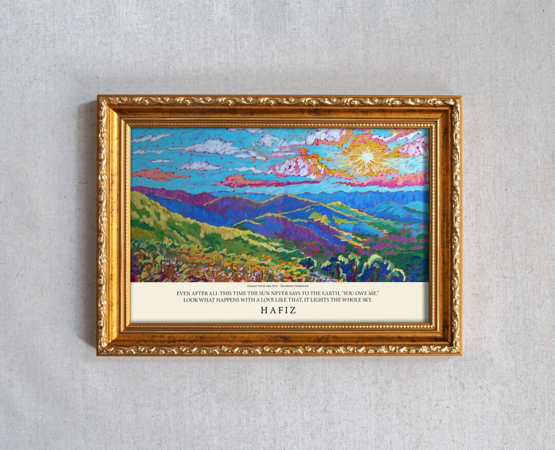 Hafiz Poem Peaceful Oil Painting Giclée, Sunrise Meditation in the ...