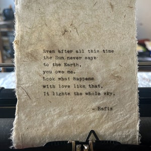 Hand Typed Love Poem on Handmade Artisan Flowers Papers Bible Quote ...