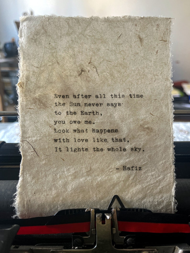 Hand Typed Love Poem on Handmade Artisan Flowers Papers Bible Quote ...