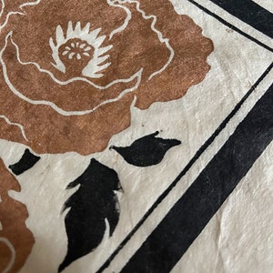 Original Linocut Print "poppies", Handmade Himalayan Lokta Nepalese ...