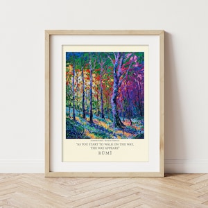 Rumi Poem With Contemporary Oil Painting of Colorful Forest Trees ...