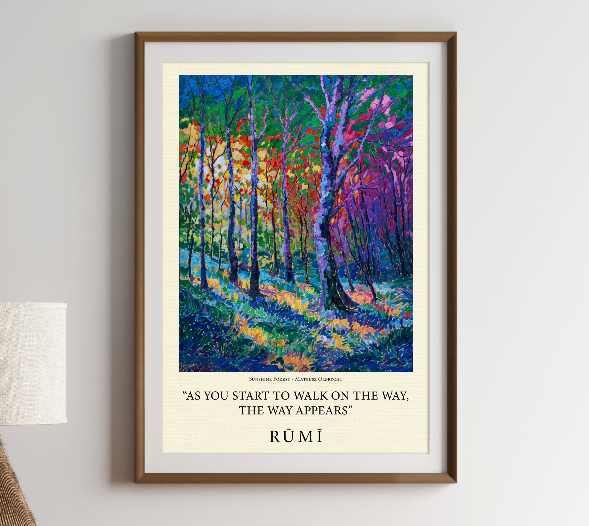 Rumi Poem With Contemporary Oil Painting of Colorful Forest - Etsy