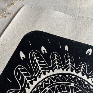 Lino Print "lord Frith" Sun God Mandala Watership Down Deity Blockprint ...