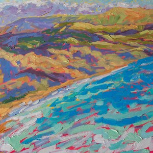 Art Print of Original Tenerife Sur Oil Painting, Impasto Textured Ocean ...