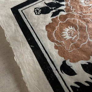 Original Linocut Print "poppies", Handmade Himalayan Lokta Nepalese ...