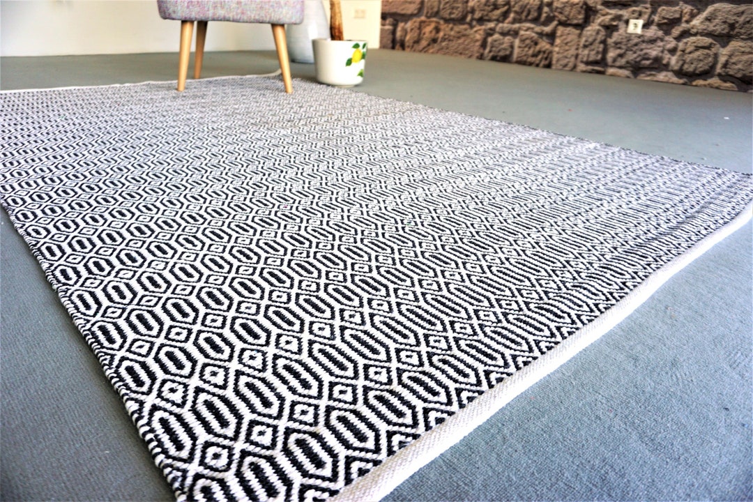 Cotton Rug Handmade- 100% Cotton- Ultra Soft and Absorbent Gray White ...