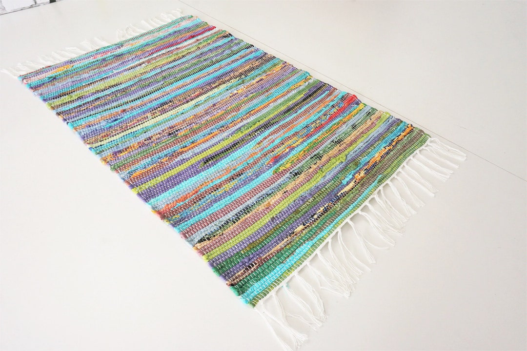 Cotton Rug Small Medium Multicolour Goodweave Chindi Recycled Rag Rug ...