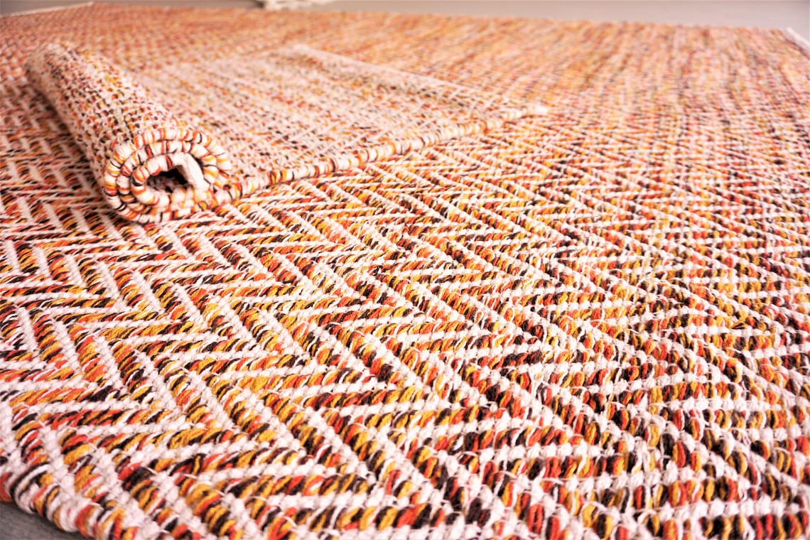 Hand-woven Rug Made of Scandinavian Cotton Multi-colored - Etsy