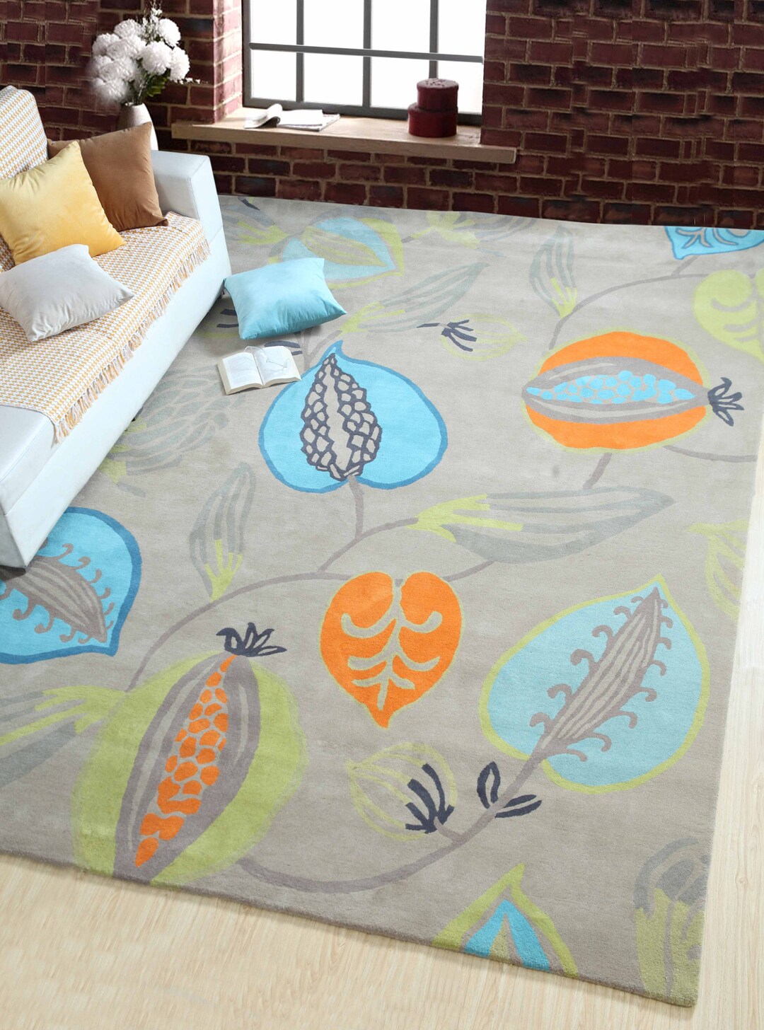 Thick Wool Rug Rectangular Rug Hand Tufted 100% Wool Handmade Rug ...