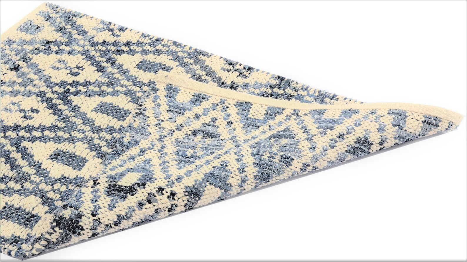 Scandinavian Bathroom Rug Chenille Denim Blue-white Cotton - Etsy