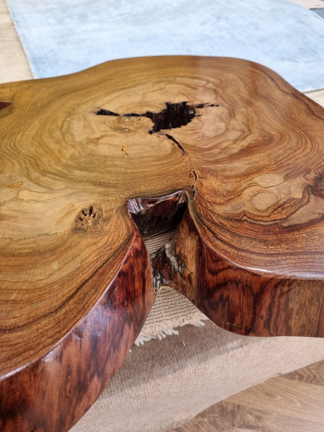 Solid Wood Coffee Table Side Table Root Wood Teak Disc - Etsy