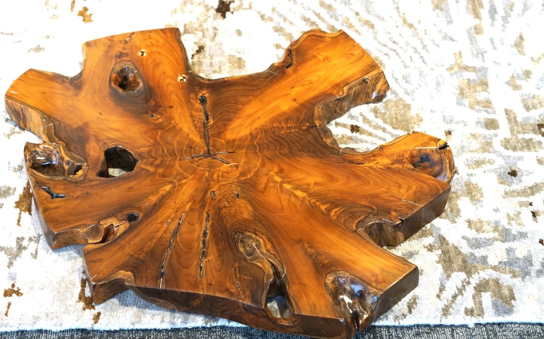 Solid Wood Coffee Table Side Table Root Wood Teak Disc - Etsy