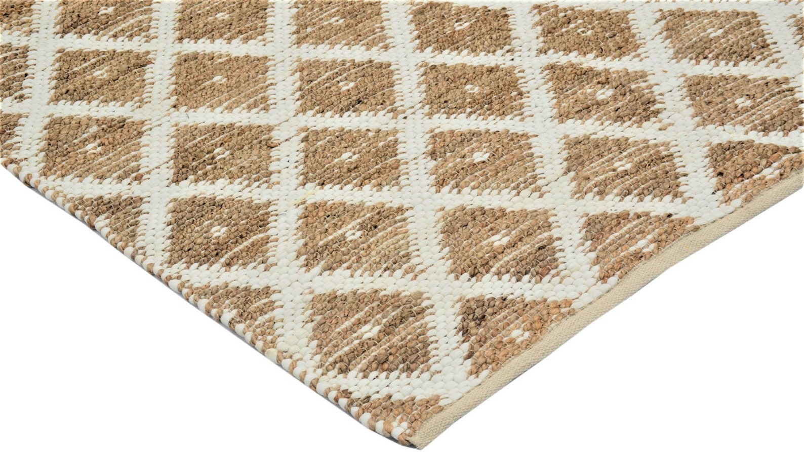 Jute Cotton Rug Handwoven Diamond Pattern Boho Modern Style - Etsy