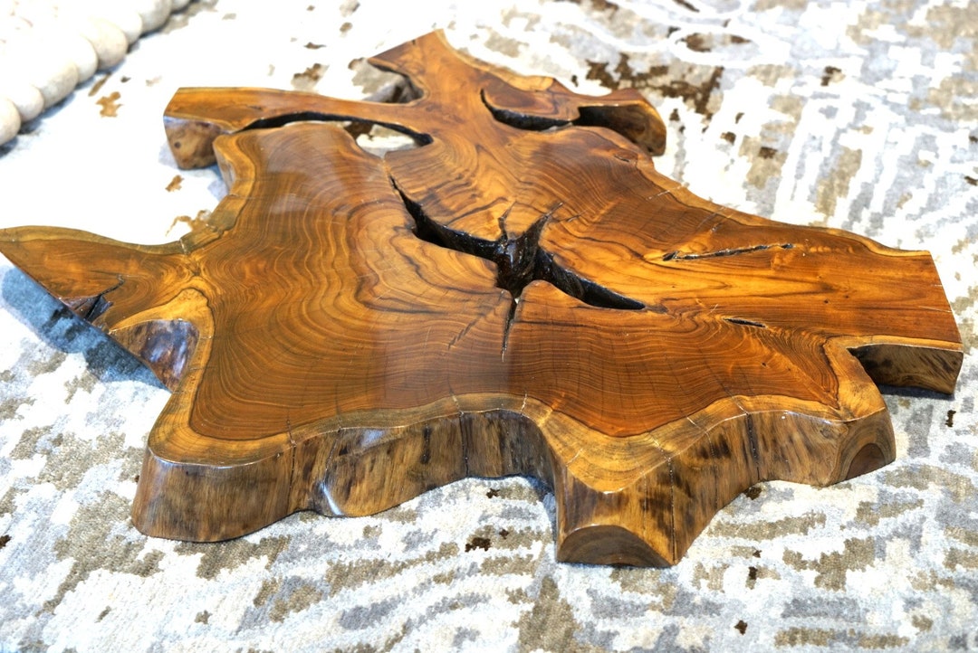 Solid Wood Coffee Table Side Table Root Wood Teak Disc - Etsy