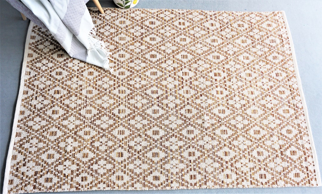 Scandinavian Beige Color Rug Hand-woven Cotton Rug Living - Etsy